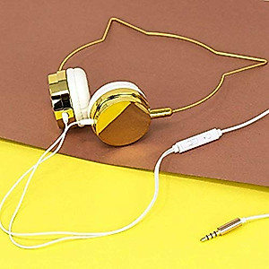 LUX ACCESSORIES Gold Cat Ears Edition Wireless Headphones Fashion Microphone Headset