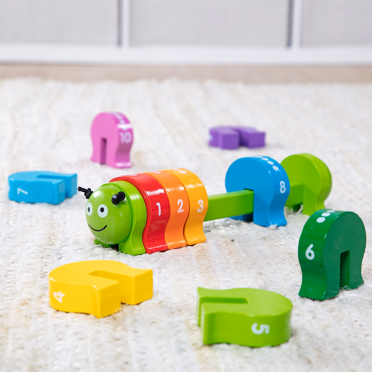 Melissa & Doug Counting Caterpillar - Classic Wooden Toy With 10 Colorful Numbered Segments