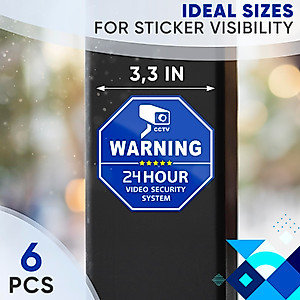 CCTV Outdoor Video Camera Security Stickers - 6Pcs CCTV Camera Video Security Camera in Use Sign Outdoor Video Surveillance Vinyl Sticker -24 Hours Warning Video Surveillance Window Security Signs
