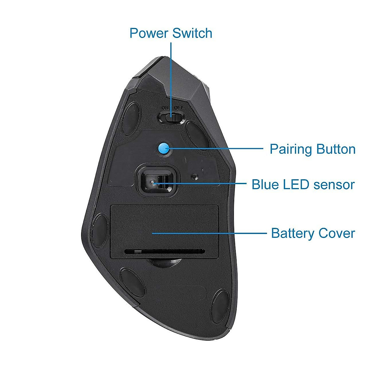 SANWA Bluetooth Ergonomic Mouse, Optical Vertical Mice, for Large Hands, Reduce Wrist Strain, (800/1200/1600 DPI, 6 Buttons) Compatible with MacBook, Laptop, Windows, Mac OS, Android, GMAERGBT15