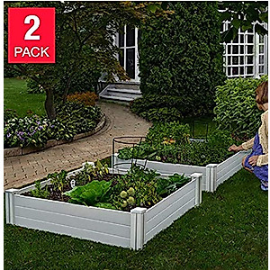 Vita 4 ft. x 4 ft. White Vinyl Raised Garden Bed 2-Pack