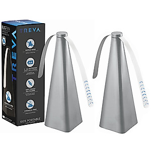Treva Chemical Free Bug Fan, Fly Deterrent with Holographic Blades to Clear Bugs, Mosquitoes, and Flies, Battery Powered Fly Fan, Silver (2 Pack)