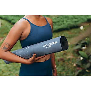 YOGA DESIGN LAB | The Combo Yoga Mat | 2-in-1 Mat+Towel | Eco Luxury | Ideal for Hot Yoga, Power, Bikram, Ashtanga, Sweat | Studio Quality | Includes Carrying Strap! (Celestial, 5.5mm)