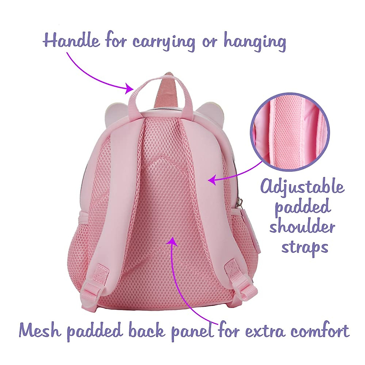 Crayola Neoprene Unicorn Mini Backpack for Girls & Toddlers with Crayola Markers & Notepad, 10 inch, Pink