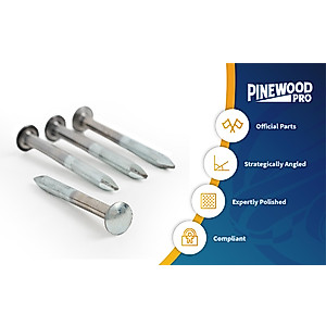 Pinewood Pro Polished Derby Axles with Angled Head to Minimize Friction for Pine Derby Cars - Speed Axles (4 axles)