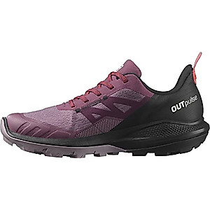 Salomon Women's OUTPULSE Gore-Tex Hiking Shoes for Women, Tulipwood/Black/Poppy Red, 7.5