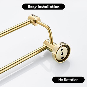 BATHSIR Brushed Gold Towel Rack, 24 Inch Double Towel Bar Wall Mounted Bathroom Towel Holder Hanger Stainless Steel