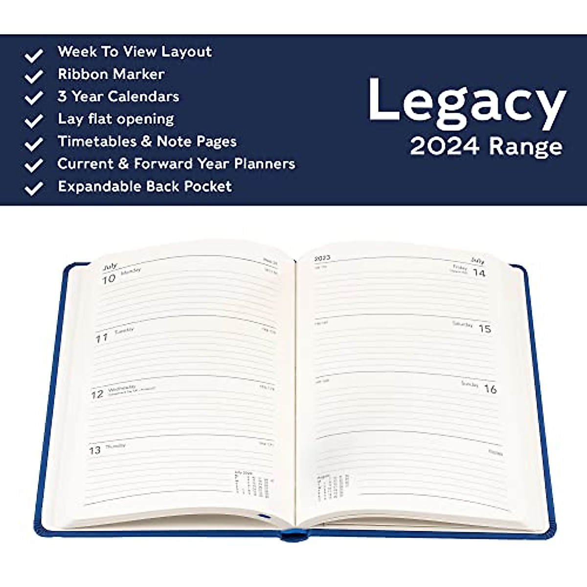 Collins Legacy 2024 Diary A5 Week To View Diary - Business Planner and Organiser - January to December 2024 Diary - Weekly - Mint - CL53.61-24