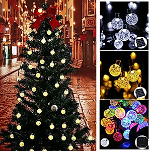 huxi-us 1Pcs Solar Power Globe Lights Garden Crystal Balls Solar Lights Solar Globe String Lights for Garden Yard Home Party Wedding Christmas Decoration