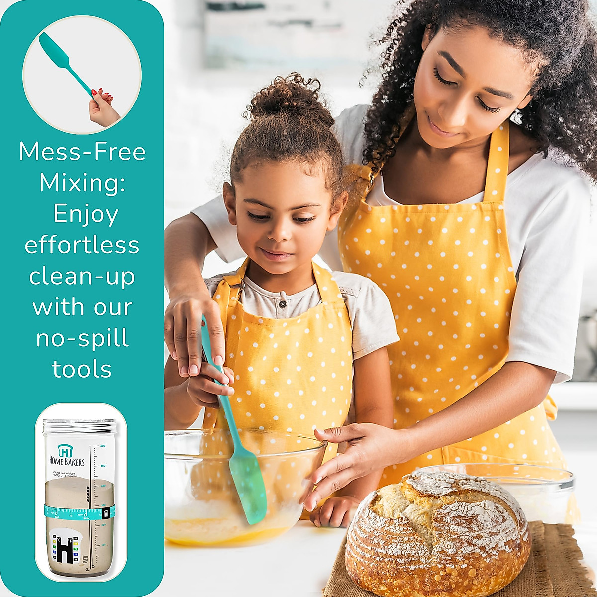 Ameeze Premium Sourdough Starter Jar Kit - 24oz Wide Mouth Glass Jar with Feeding Tracker, Thermometer, Silicone Scraper, and Airtight Lid - Complete Kit for Easy Artisan Bread Baking