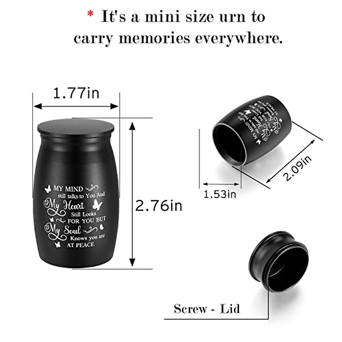 3 Inches Small Urns for Human Ashes Aluminum Keepsake Urns for Human Ashes Mini Urns for Human Ashes