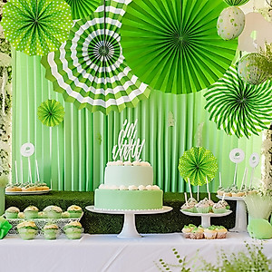 Bonbonhoo 12pcs Green Hanging Paper Fan Decorations Set for St. Patrick's Day Mexican Party Kids Birthday Wedding Baby Shower Event Accessories Cinco De Mayo Backdrop Decorations