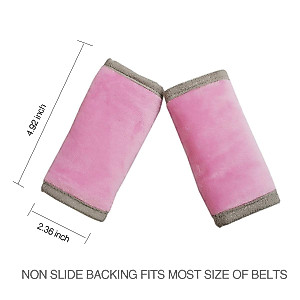 Car Seat Strap Pads Covers for Baby Kids, Seat Belt Covers Cushion for boy Girl, Protect Neck and Shoulder rubbing, Anti-Slip Design, Universal for Stroller/Carrier/Pushchair; Pink