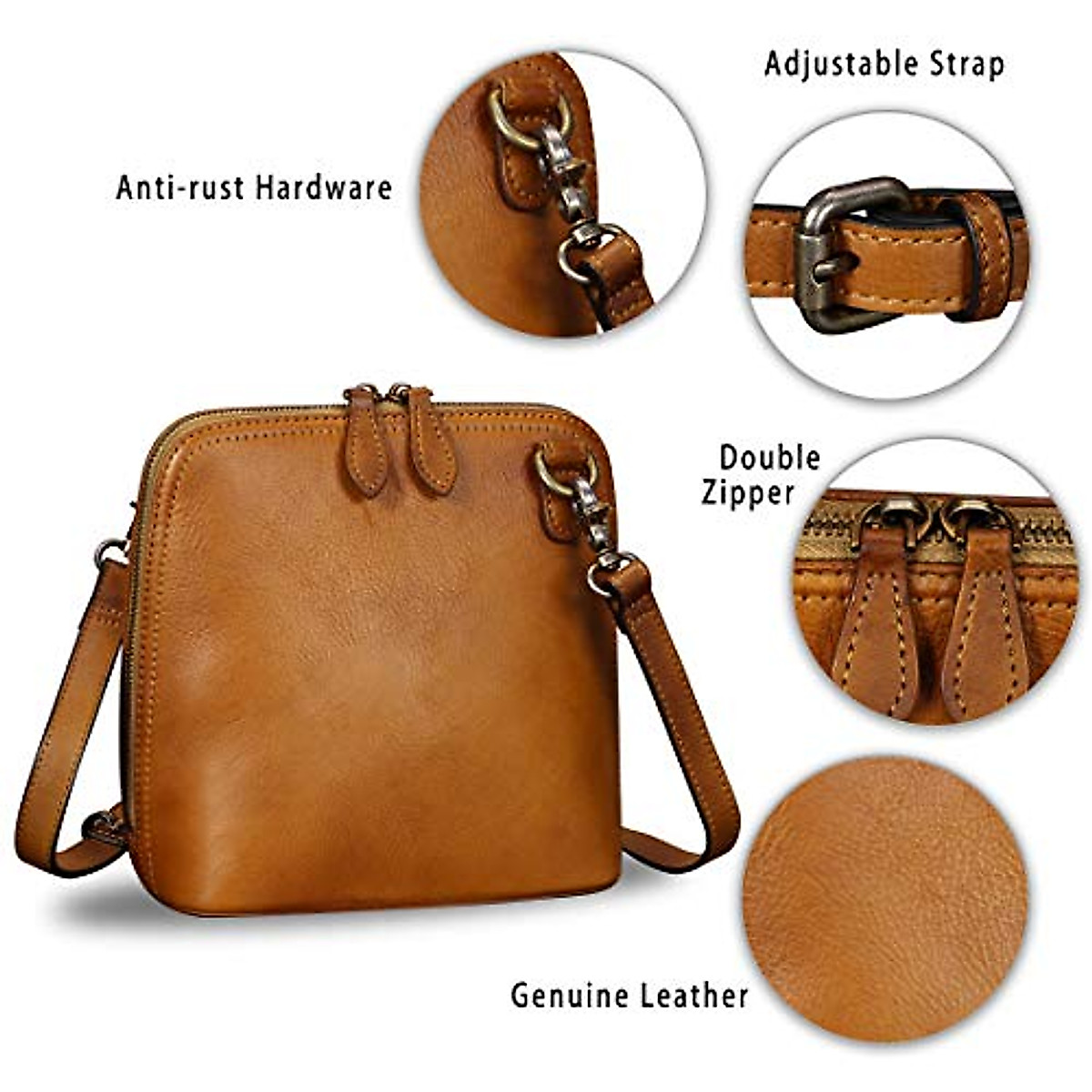 Genuine Leather Crossbody Bag for Women Vintage Style Handmade Satchels Small Purses (Brown)