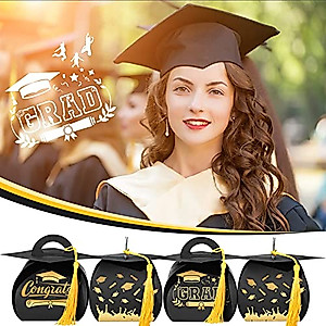 30 Pieces Graduation Cap Gift Box Graduation Party Favors Graduation Candy Box Treat Box with Gold Tassel Graduation Centerpieces for Tables 2022 Graduation Decorations Grad Party Supplies (Black)