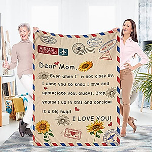 Itvgekp Gifts for Mom, Mom Gifts for Mothers Day Birthday Valentines Day, Blanket Gifts for Mom Women from Daughter Son Soft Warm Throw Blanket 50" x 60" (Orange Dear Mom, 50" x 60")