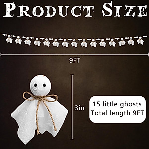 LFUTARI 9 FT Halloween Ghost Garland, Fabric Cute Ghosts Banner, Hanging Ghost Garland for Halloween Party Decor Wall Doorways Outdoor Decorations