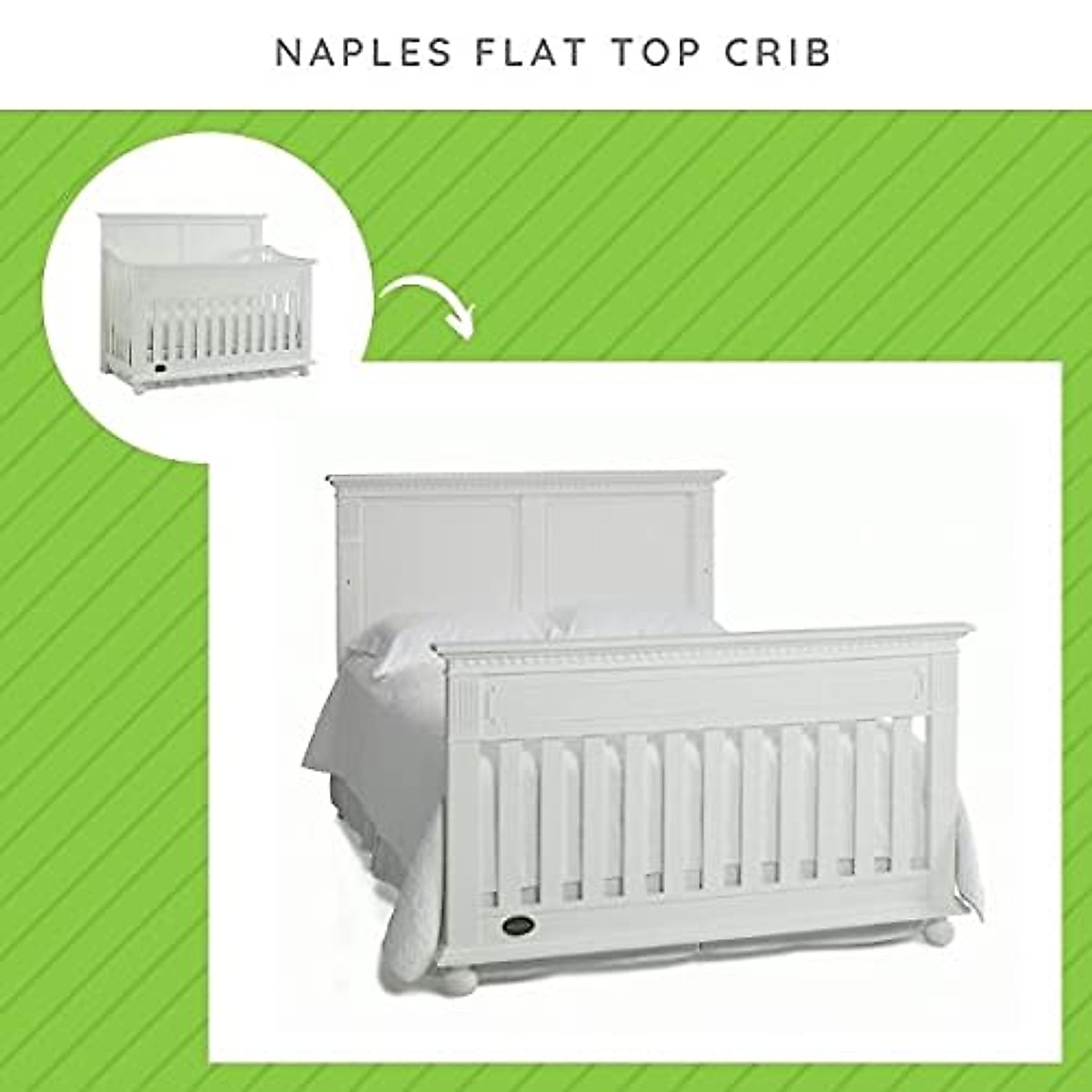 Full-Size Conversion Kit Bed Rails for Dolce Babi Cribs | Multiple Finishes Available (Snow White)