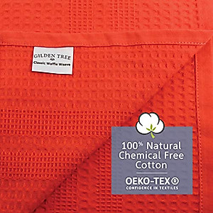 GILDEN TREE Waffle Towel Quick Dry Thin Exfoliating, 4 Pack Washcloths for Face Body, Classic Style (Coral)