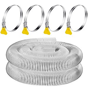 Flexible PVC Dust Collection Hose with Stainless Steel Hose Clamps Clear Vacuum Hose Dust Collection Fittings Dust Collector Accessories for Woodworking (4 Inch, 10 ft)