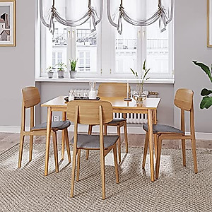 Panana Modern Dining Table 47 Inch Kitchen Table with Solid Wood Leg Oak Finish Dinner Table Dining Room Home Furniture Natural