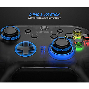 GameSir T4W Wired Game Controller Joystick for PC Windows 10/8/7 Dual Shock Gamepad, USB Gamepad with LED Backlight Joystick Vibration Feedback,Semi-Transparent Design