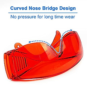 EZGO Dental Lab Safety Glasses, Red Goggle Eyewear, Anti-Fog Protective Eye Shield Safety Glasses for Teeth Whitening Curing Light, Fit Over Glasses for Adults & Kids