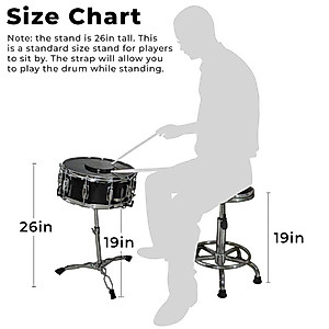 ADM 14"X 5.5" Snare Drum Set, Kids Student Snare Drum Beginner Kit with Stand, Drum Mute Pad, Strap, Drum Sticks, Drum Keys, Black
