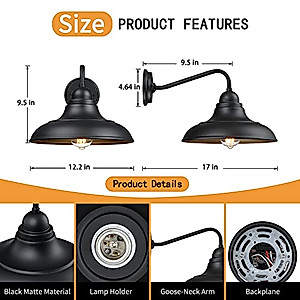 FLQMYQ Outdoor Wall Lights Wall Mount for House Farmhouse Outdoor Wall Sconce Black Outside Wall Lantern Classic Barn Lights Outdoor & Indoor, 12"，2 Pack