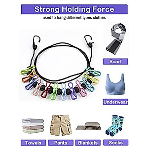 GOJUSO Elastic Clothesline for Travel 70.86 Inch Portable Camping Storage Travel Hanging Clothes Line Cool Gadgets for Rv Camp Picture