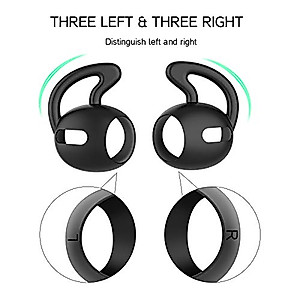 Ear Hooks Covers Tips for Airpods Pro Earbuds,Anti Slip Silicone Eartips Replacement Compatible with AirPods 3rd 2019-Black 3 Pair(Not Fit in Charging Case)