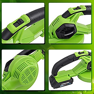TODOCOPE 20V Cordless Leaf Blower with Battery and Charger, Electric Leaf Blower Vacuum, Battery Leaf Blower Cordless for Lawn, Variable Speed, Lightweight, Quick Charge, Green, (TDC-CB20)