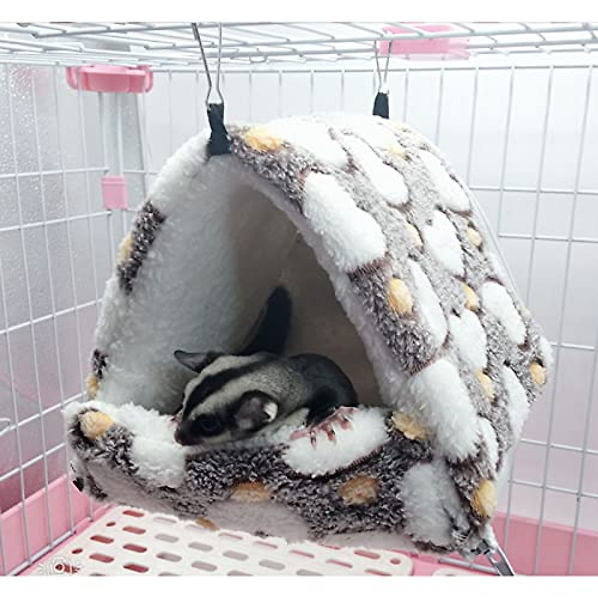 2 Pieces Small Pet Cage Hammock Guinea Pig Bed Hideout, Warm Rat Hammock Bed Bunkbed Sugar Glider Hammock Guinea Pig Cage Accessories Bedding for Squirrel Rat Hedgehog Chinchilla Nest Tent (Coffee)
