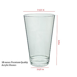WEXINHAO Clear Drinking Glasses - Unbreakable Acrylic Glasses Drinkware 18 oz set of 6 - BPA Free Dishwasher Safe Reusable Plastic Cups for Kitchen Party Outdoor (Look Like Glass)