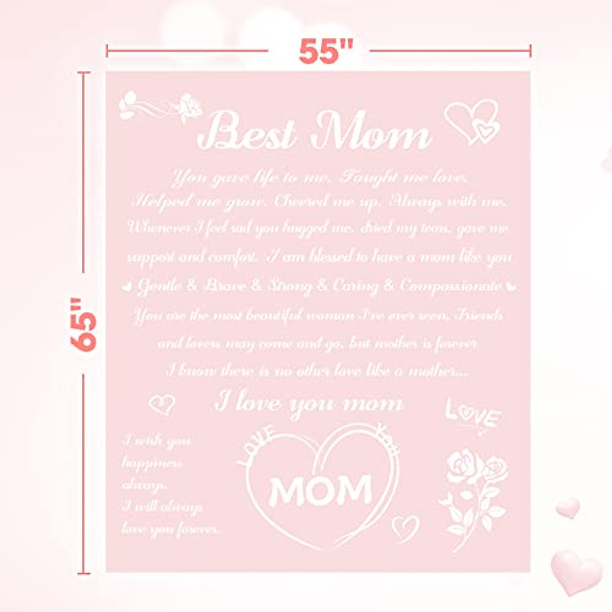 Lukeight Gifts for Mom, Birthday Gifts for Women, Mom Blanket from Daughter or Son, Presents for Mom, Mom Birthday Gifts, Mom Gifts for Christmas, Throw Blanket 65x55 inches