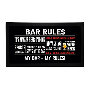 Bang Tidy Clothing Bar Runner Mat - Novelty Home Pub Bar - Funny Drink Beer Gifts for Men Women - Bar Rules