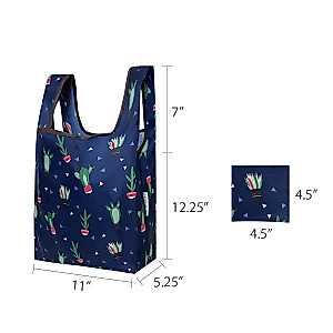 Wrapables Small JoliBag Collection Reusable Shopping Bag, Cactus Party