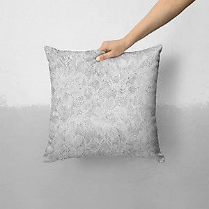 iiRov White Textured Lace - Custom Decorative Home Decor Indoor or Outdoor Throw Pillow Cover for Sofa, Bed or Couch Cushion (Pillow CASE Cover ONLY)