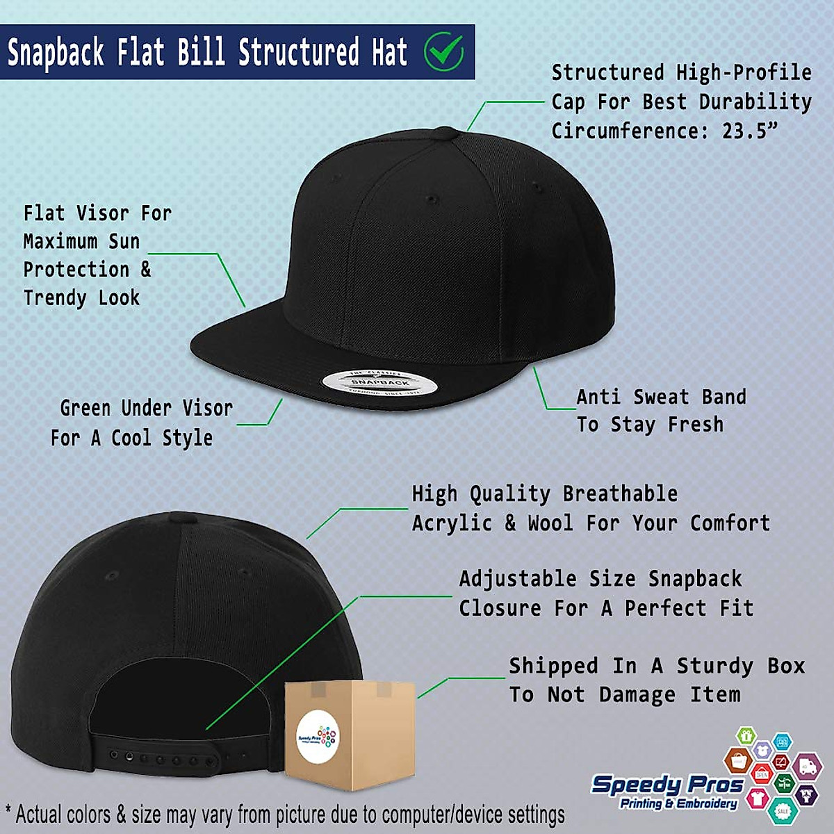 Snapback Hats for Men & Women Pura Vida Positive Acrylic Flat Bill Baseball Cap Black