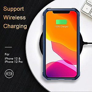 Tuerdan Designed for iPhone 12 Case, iPhone 12 Pro Case, [Military Grade Shockproof] [Soft Bumper & Hard Back] Anti-Scratches, Fingerprint Resistant, Protective Phone Case - 6.1 inch, Blue
