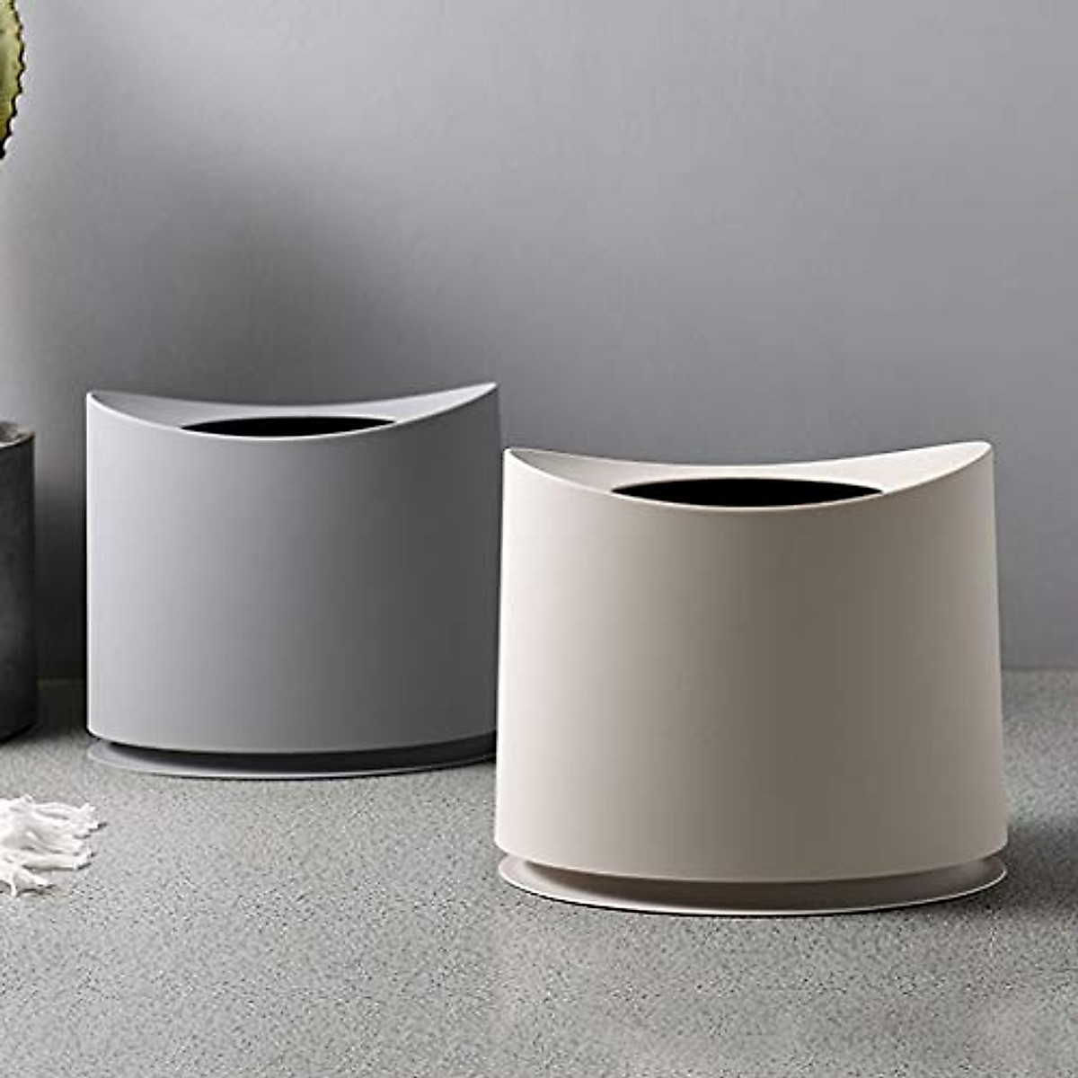 ZHANGJINYISHOP2016 Trash Garbage Can Double-Layer Trash Can, 10L Plastic Fashion Office Waste Paper Basket with Sturdy Plastic Liner, Oval Shape Trash Can Waste Bin (Color : White)