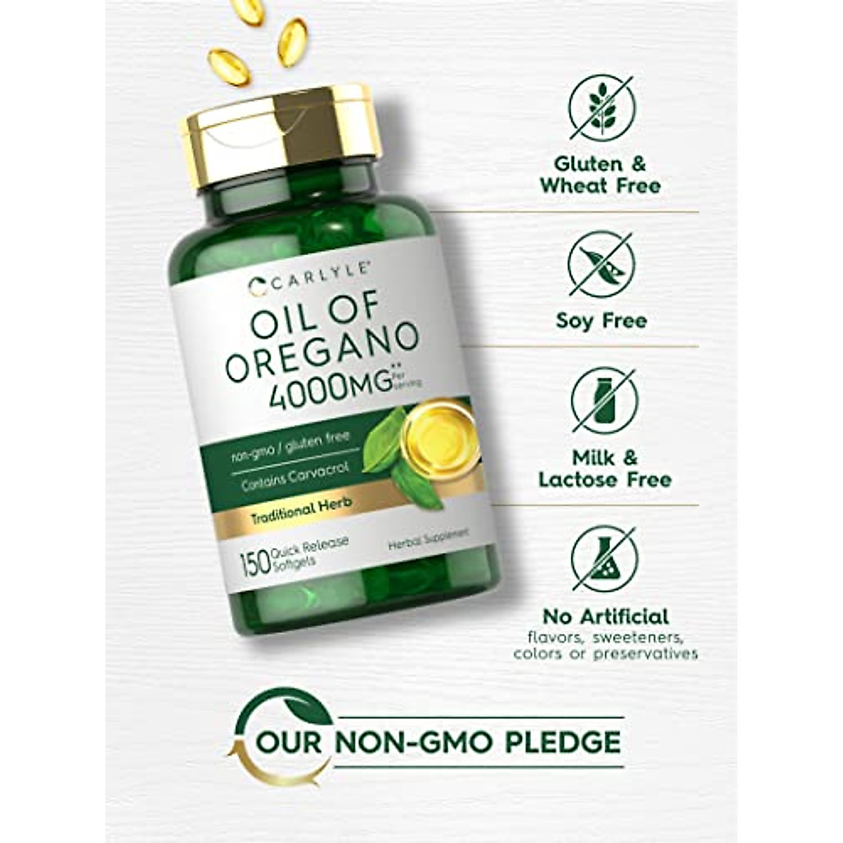 Carlyle Oregano Oil Extract | Max Potency | 150 Softgel Capsules | Non-GMO and Gluten Free Formula | Contains Carvacrol