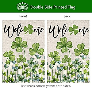 CROWNED BEAUTY St Patricks Day Shamrock Garden Flag 12×18 Inch Double Sided Small Burlap Green Welcome Holiday Outside Yard Flag