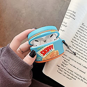 Ultra Thick Soft Silicone Case for Apple AirPods 1 2 1st 2nd Generation with Keychain Hook Peanut Butter 3D Cartoon Food Cute Lovely Fun Funny Unique Creative Cool Kids Girls Women