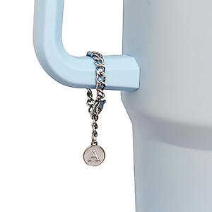 Altally 3PCS Straw Cover for Stanley Cup 30&40 Oz 10mm Flower Silicone Straw Topper Protector Lid with 2PCS Initial Personalized Letter Charm Stanley Tumblers Accessories (3pcs flowers+2pcs letter A)