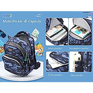 Camo Toddler Boys Small Backpacks, Water-resistant Preschool Kindergarten Kids Backpacks Bookbags, Blue