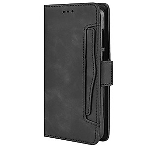 HualuBro Motorola One Vision Case, Magnetic Full Body Protection Shockproof Flip Leather Wallet Case Cover with Card Slot Holder for Motorola Moto One Vision Phone Case (Black)
