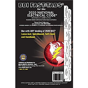 National Electrical Code NEC 2020 Fast-Tabs For Softcover, Spiral, Loose-Leaf And Handbook