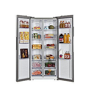 Hamilton Beach HBF1558 15.6 Counter Depth Full Size Refrigerator, Side Doors, Stainless, 15.8 cu ft