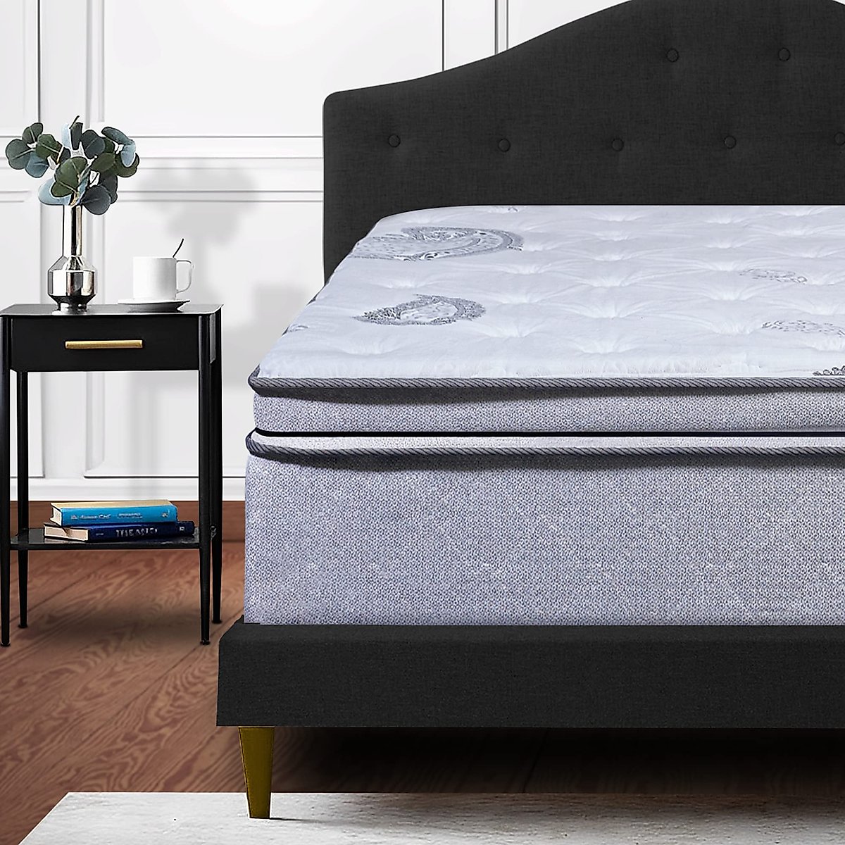 Greaton 13" Plush Foam Encased Mattress with Pillow Top, Soft and Comfortable Bed Mattresses for Complete Body Support and Maintain Correct Posture, Fully Assembled Bedding, Grey, Queen